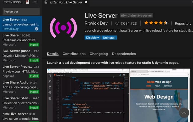 Live server extension en VStudio Code La conexión fue restablecida ...